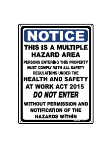 Sign Multiple Hazard Area 300x400mm – Sprayshop